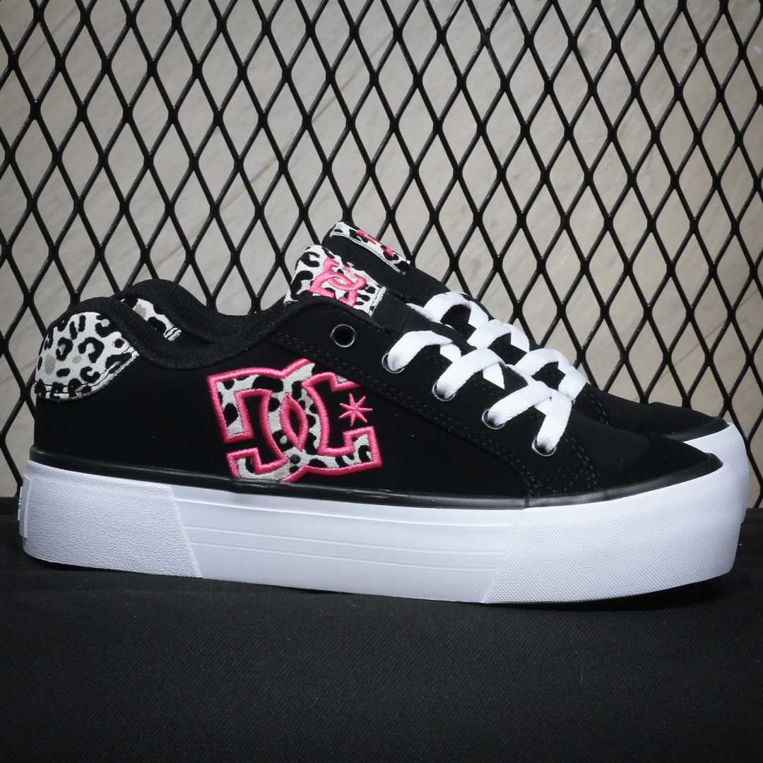 Tenis DC Chelsea Platform Black Pink Leopard