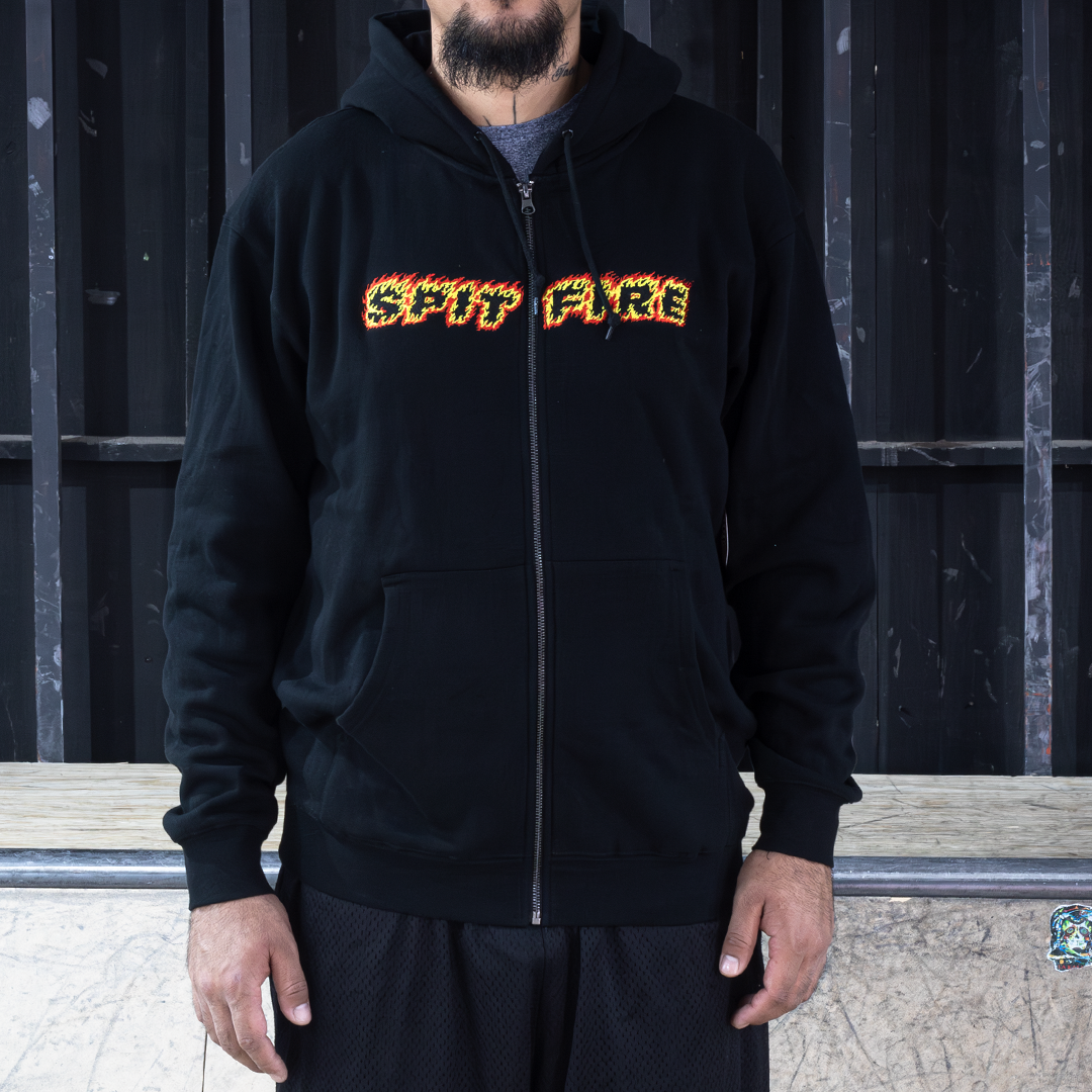 Chamarra Spitfire Flames Script Black